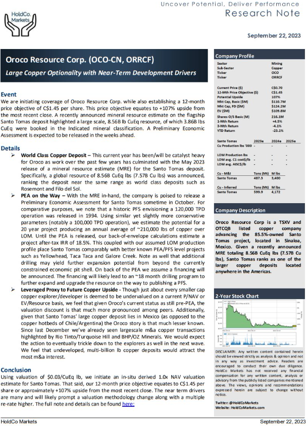 Oroco Resource Corp - Blog
